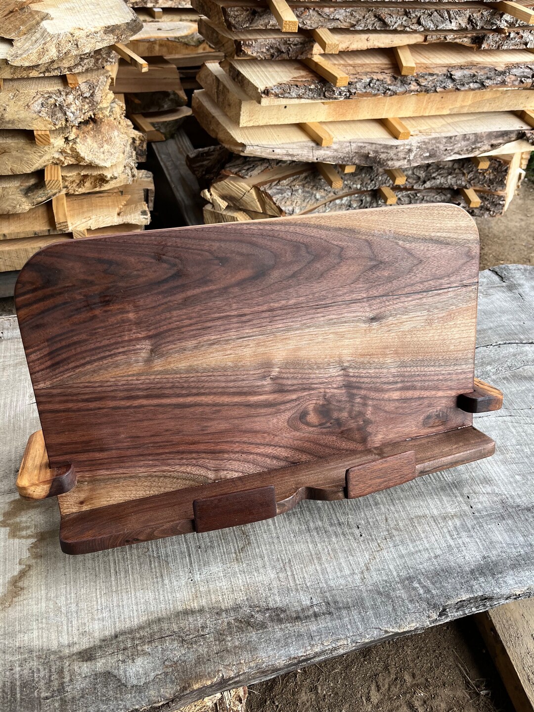Handcrafted Walnut Recipe Stand Rustic Elegance A Timeless Addition to ...