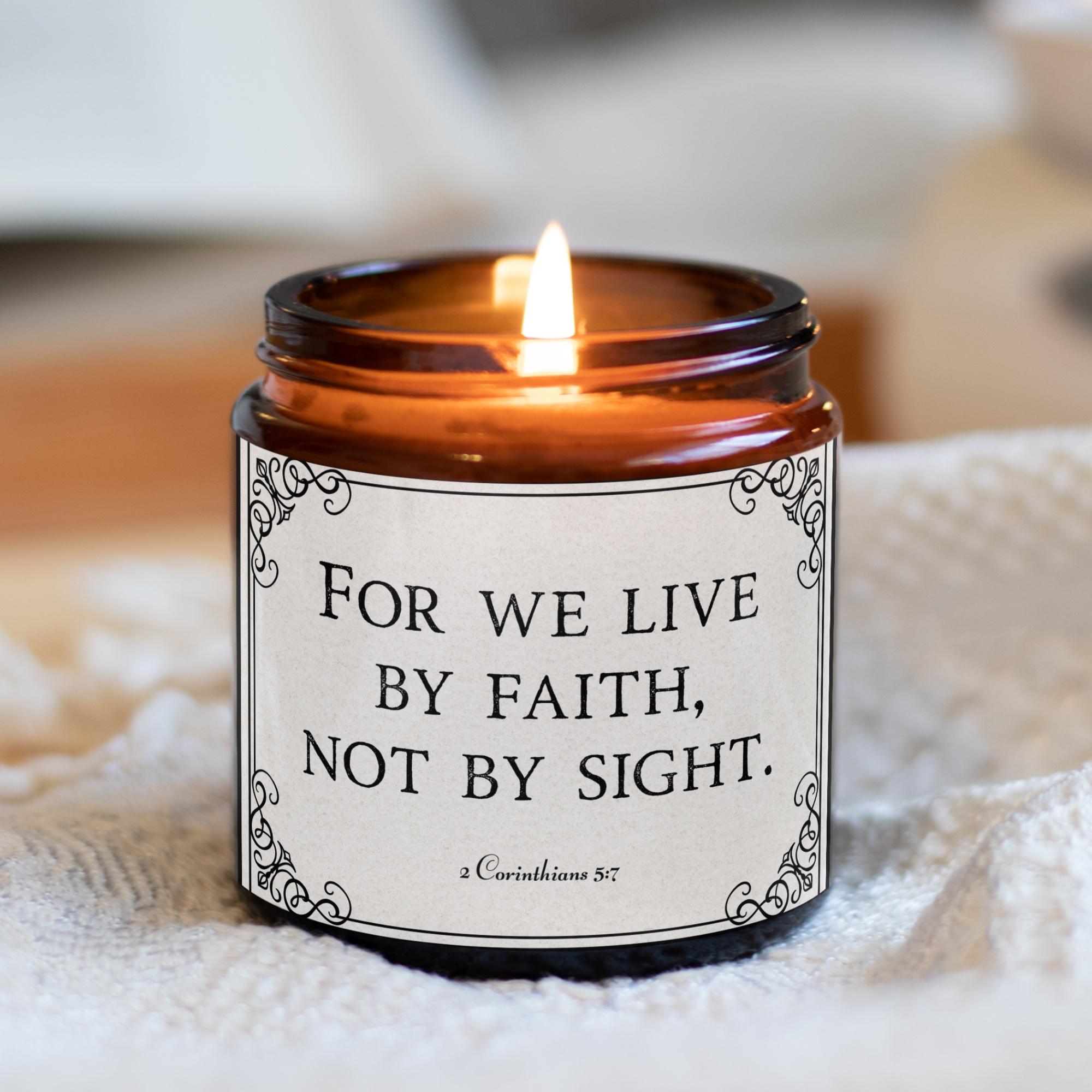 2 Corinthians 5:7 Bible Verse Candle, Faith Over Fear Bible Verse ...