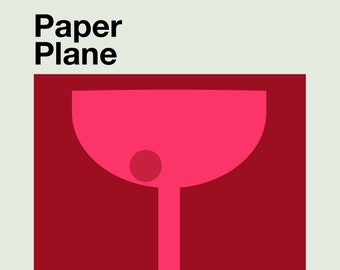 Paper Plane Cocktail Recipe Poster Various Sizes: 5x7, 11x14, 11x17 ...