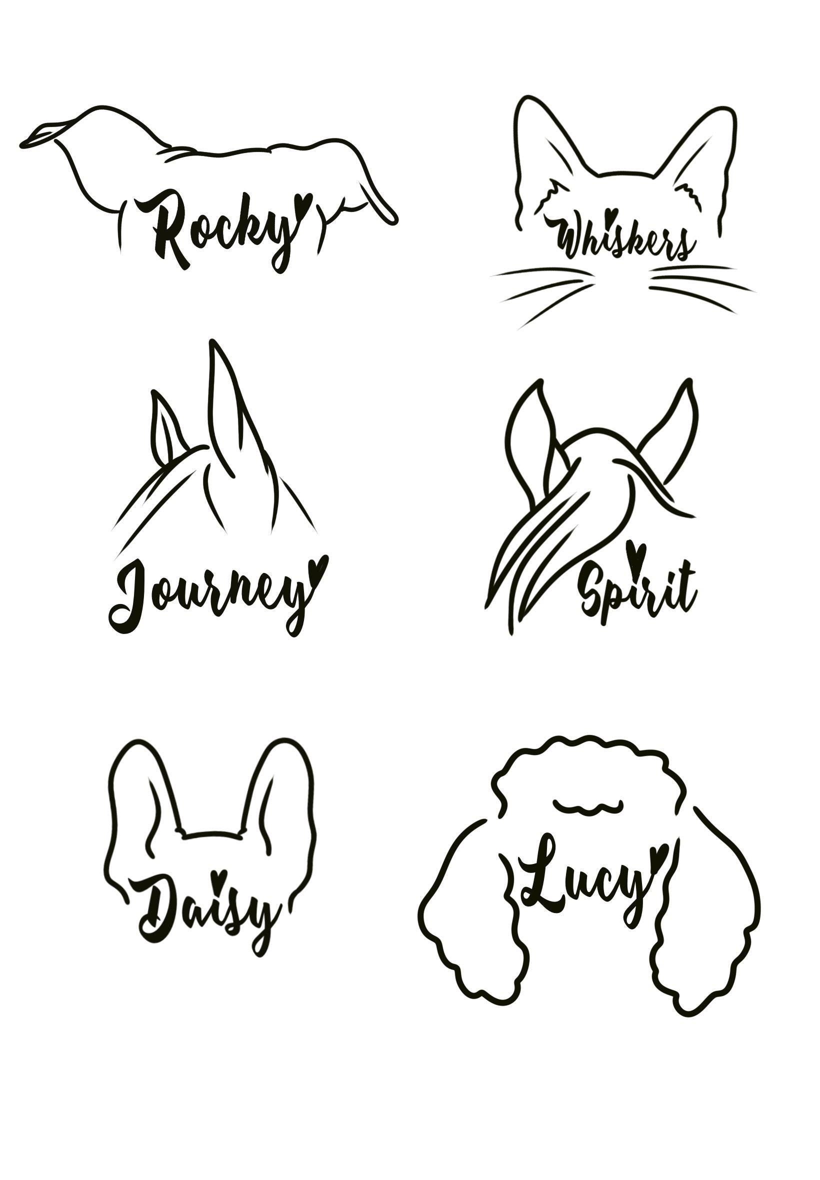 Custom Pet Ear Outline Drawing, Dog Ear Drawing, Cat Ear Drawing, Pet ...
