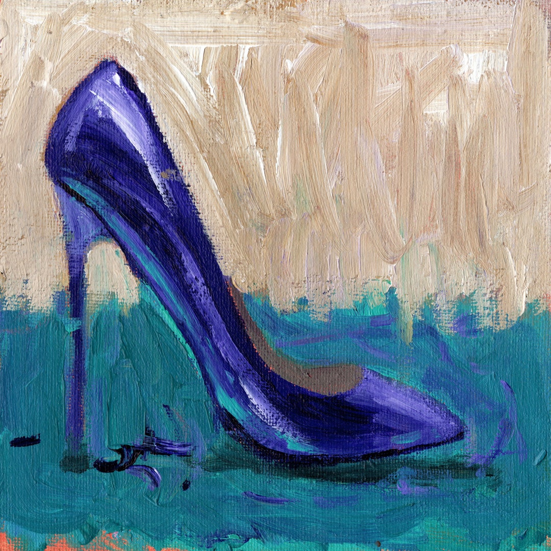 High Heel Shoe Painting 6x6 Original Acrylic on Loxley Linen Board ...