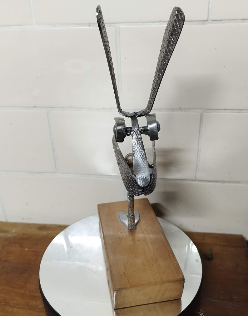 Cutlery and Wood Hare Sculpture on Wooden Base - Etsy