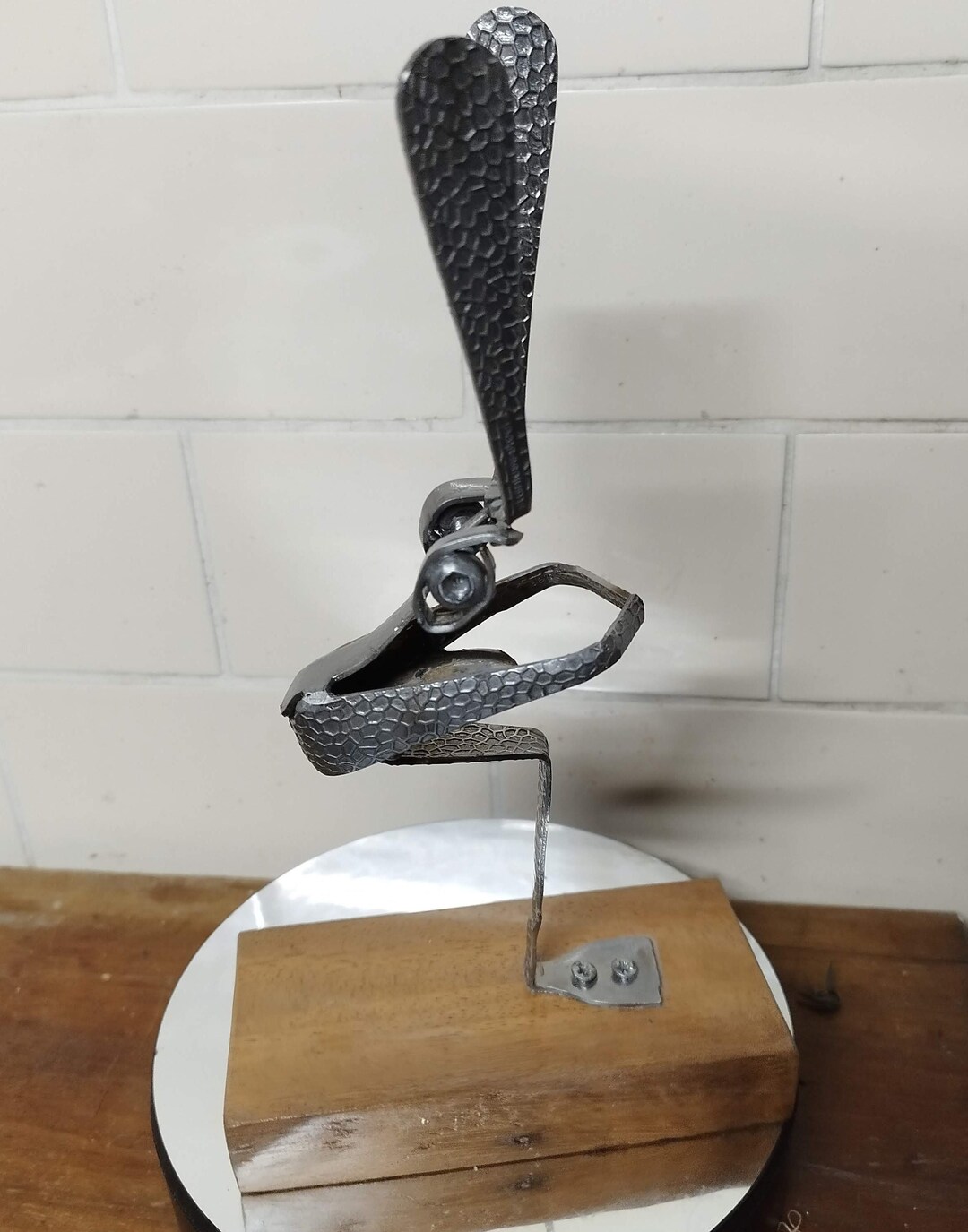 Cutlery and Wood Hare Sculpture on Wooden Base - Etsy