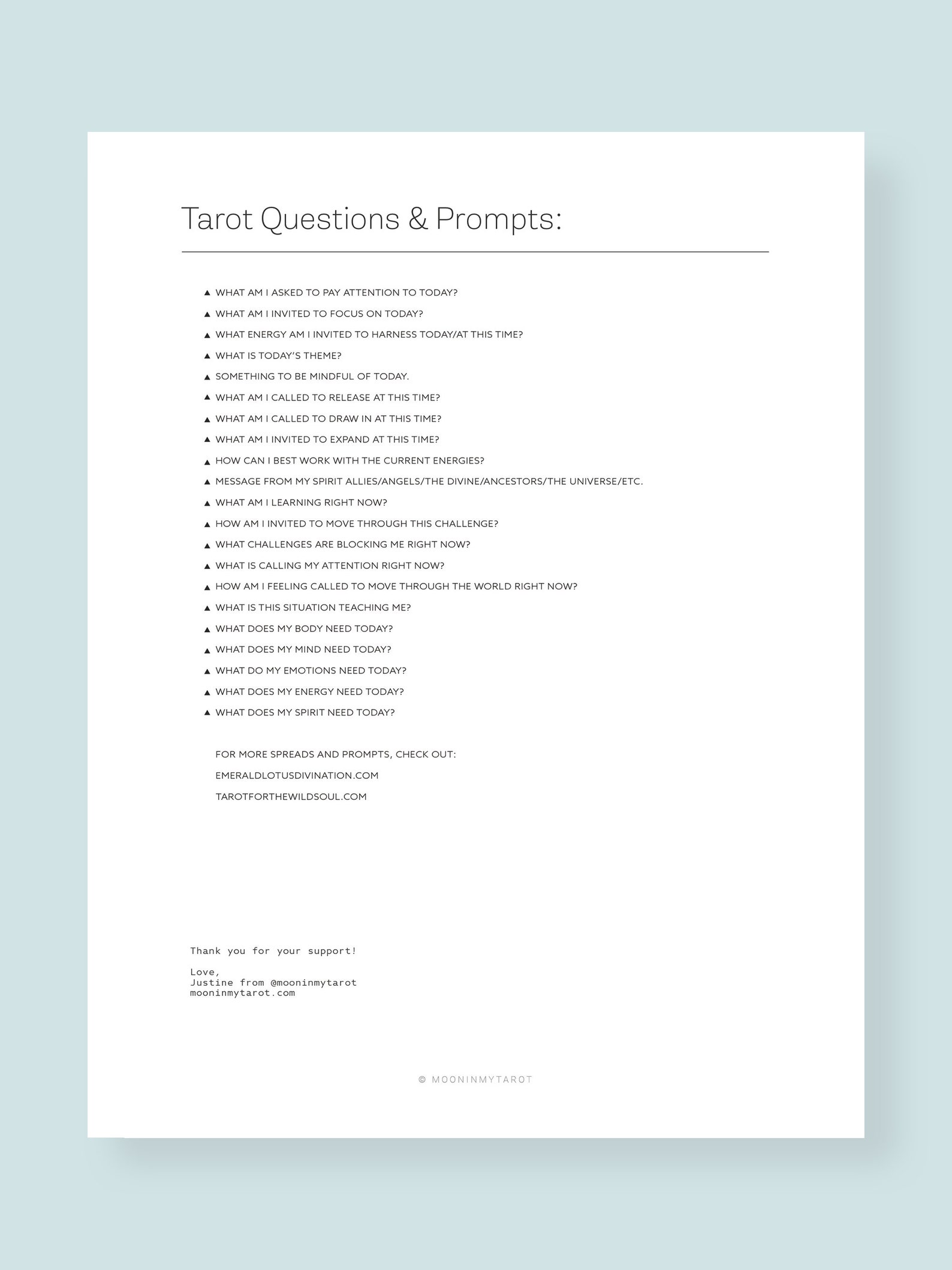 Minimal Tarot Journal Printable | Tarot Spread Pages | Digital PDF ...