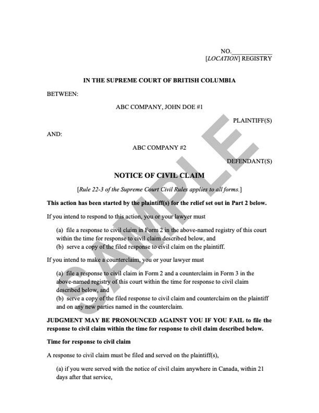 BC Supreme Court Civil Claim Forms Bundle (docx) - Etsy
