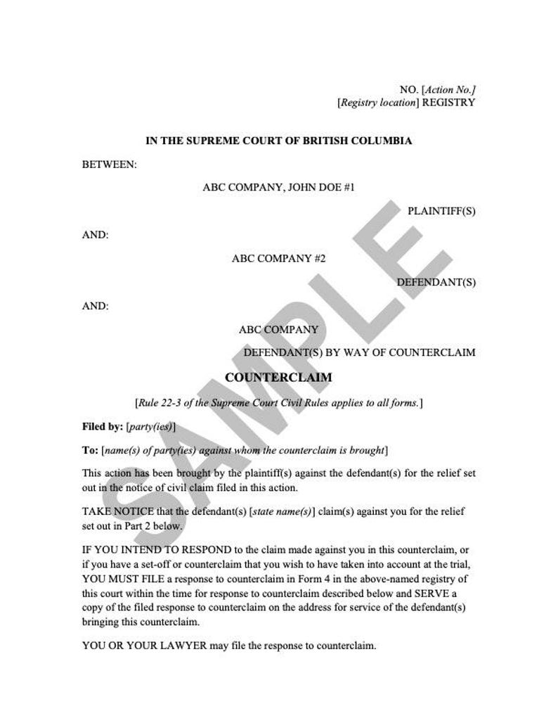 BC Supreme Court Civil Claim Forms Bundle (docx) - Etsy