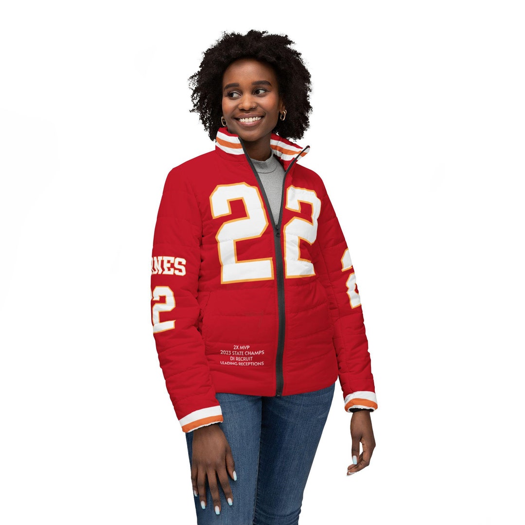 Custom Favorite Football Jersey Puffer Jacket Personalized for Football ...