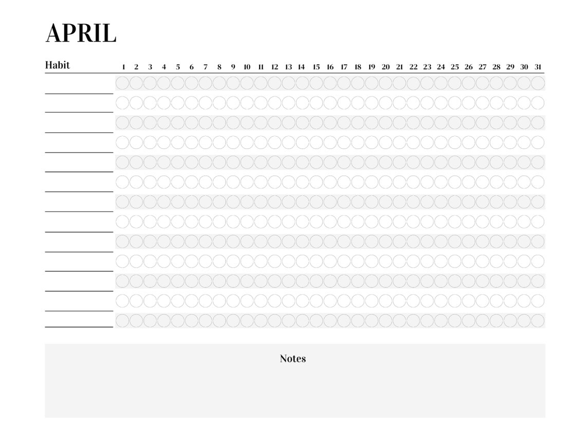 Monthly Habit Tracker Printable, Landscape Letter Instant Download ...