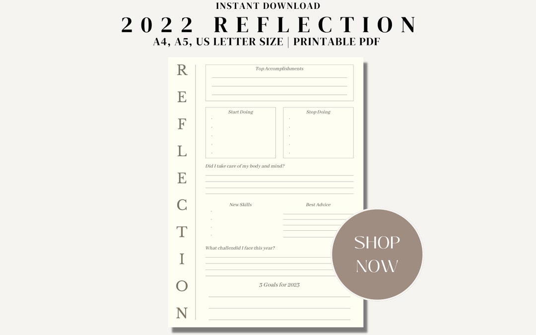 2022 Reflection Template, Instant Download Yearly Review, Goal Planner ...