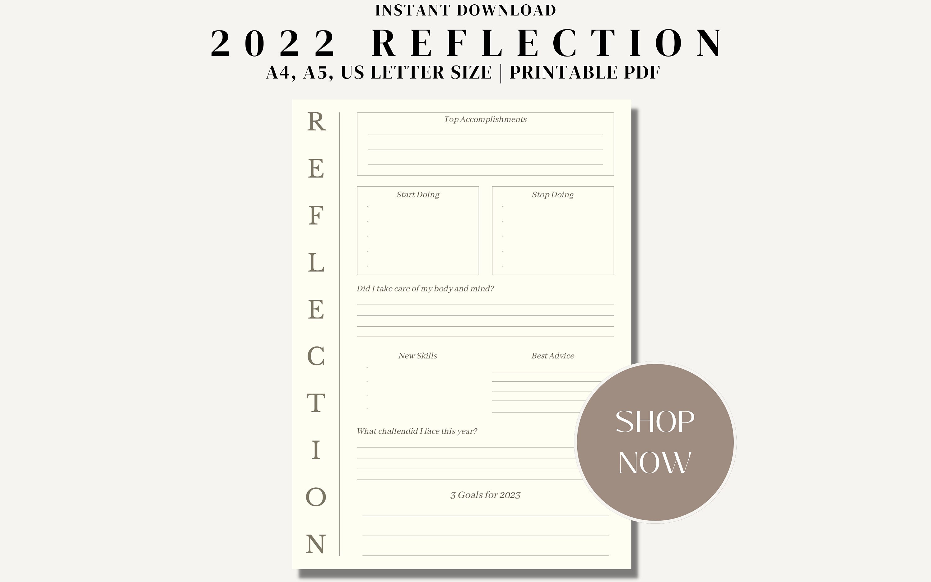 2022 Reflection Template, Instant Download Yearly Review, Goal Planner ...