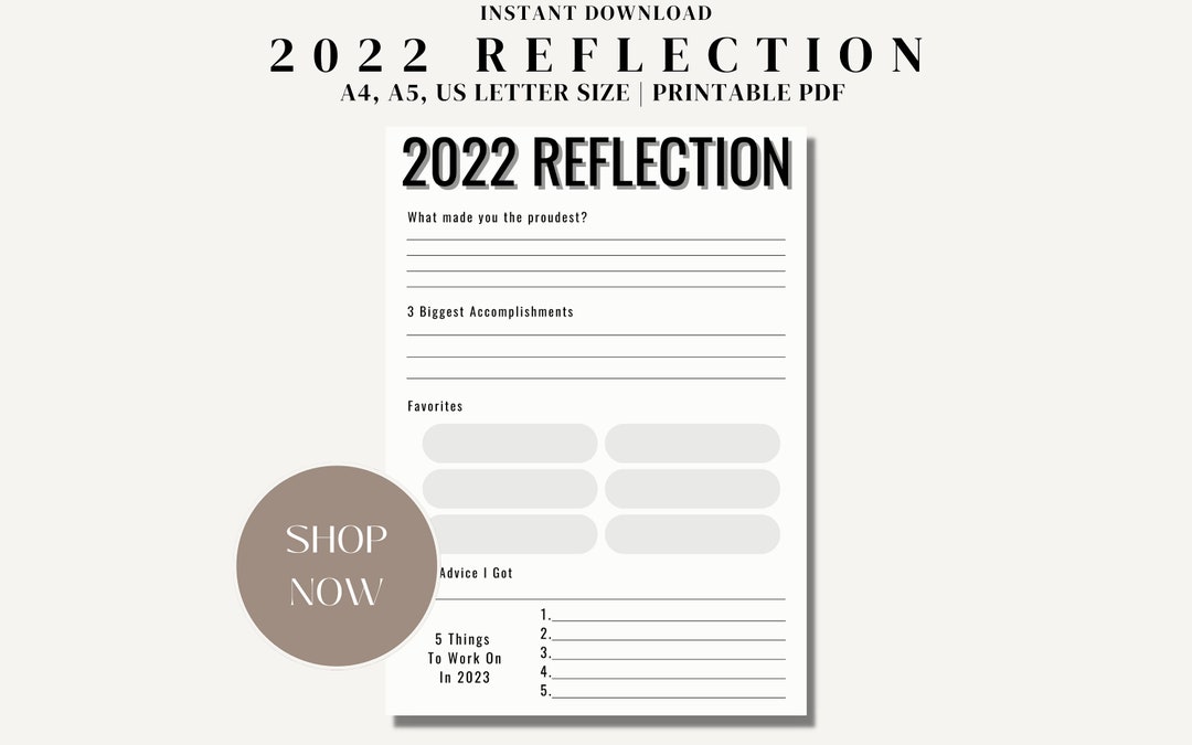 2022 Reflection Template, Instant Download Yearly Review, Goal Planner ...