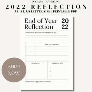 2022 Reflection Template, Instant Download Yearly Review, Goal Planner ...