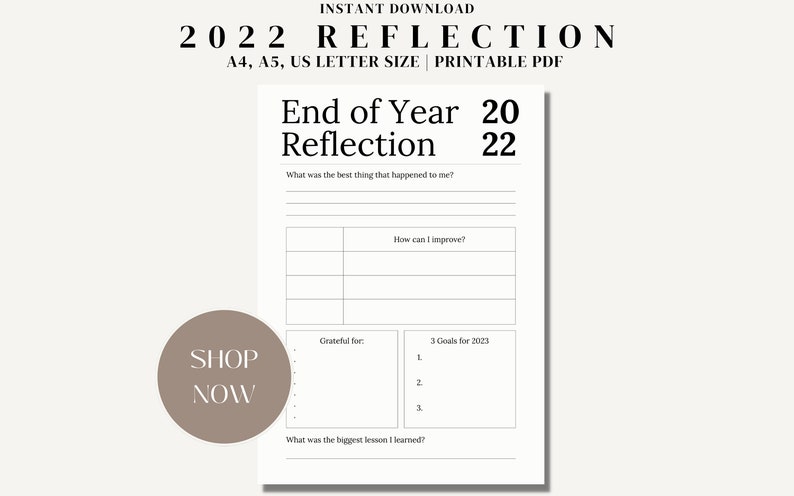 2022 Reflection Template, Instant Download Yearly Review, Goal Planner ...
