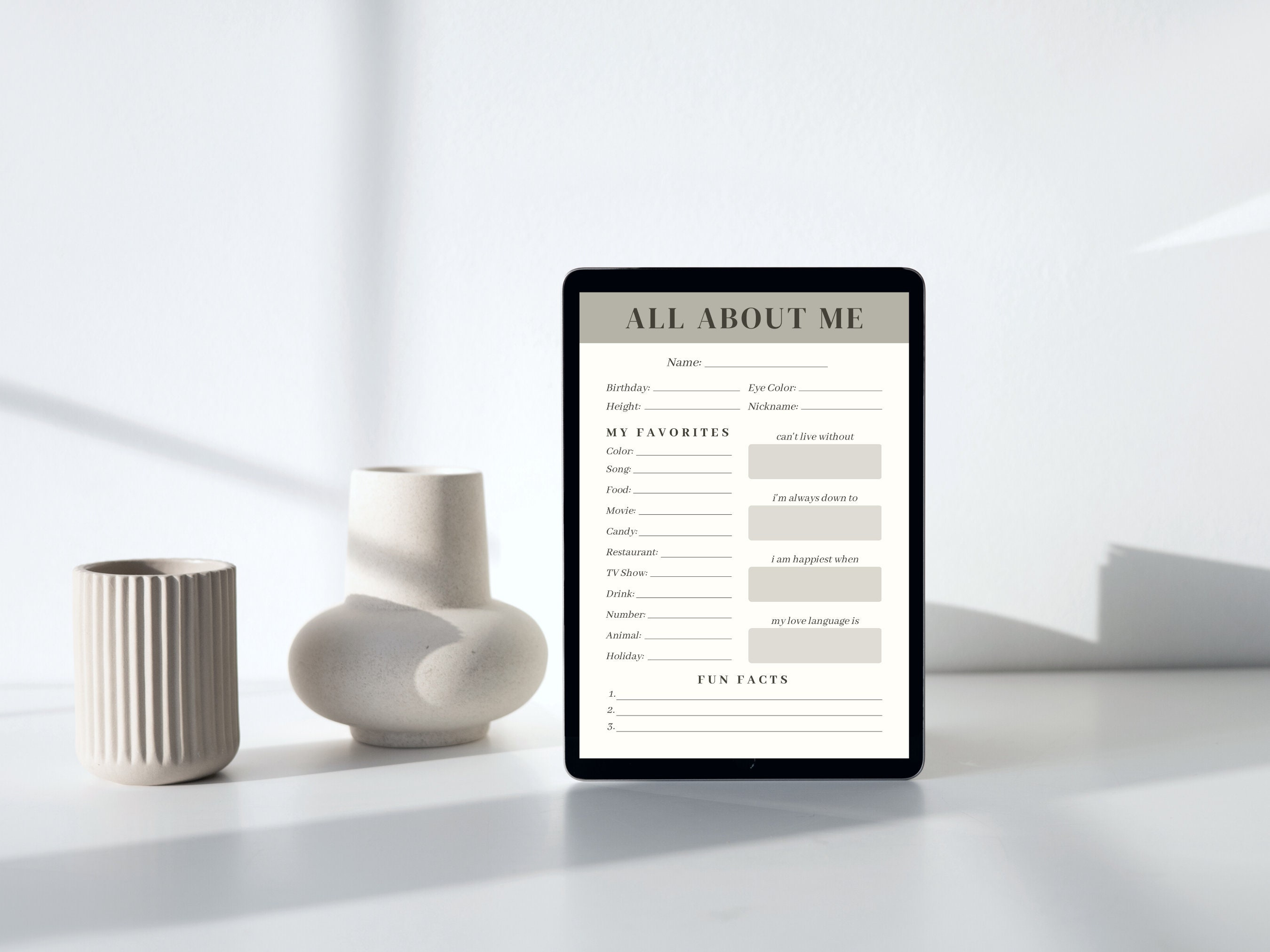 All About Me Reflection Template, Self Reflection My Favorites Journal ...