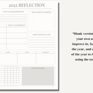 2022 Reflection Template, Instant Download Yearly Review, Goal Planner ...