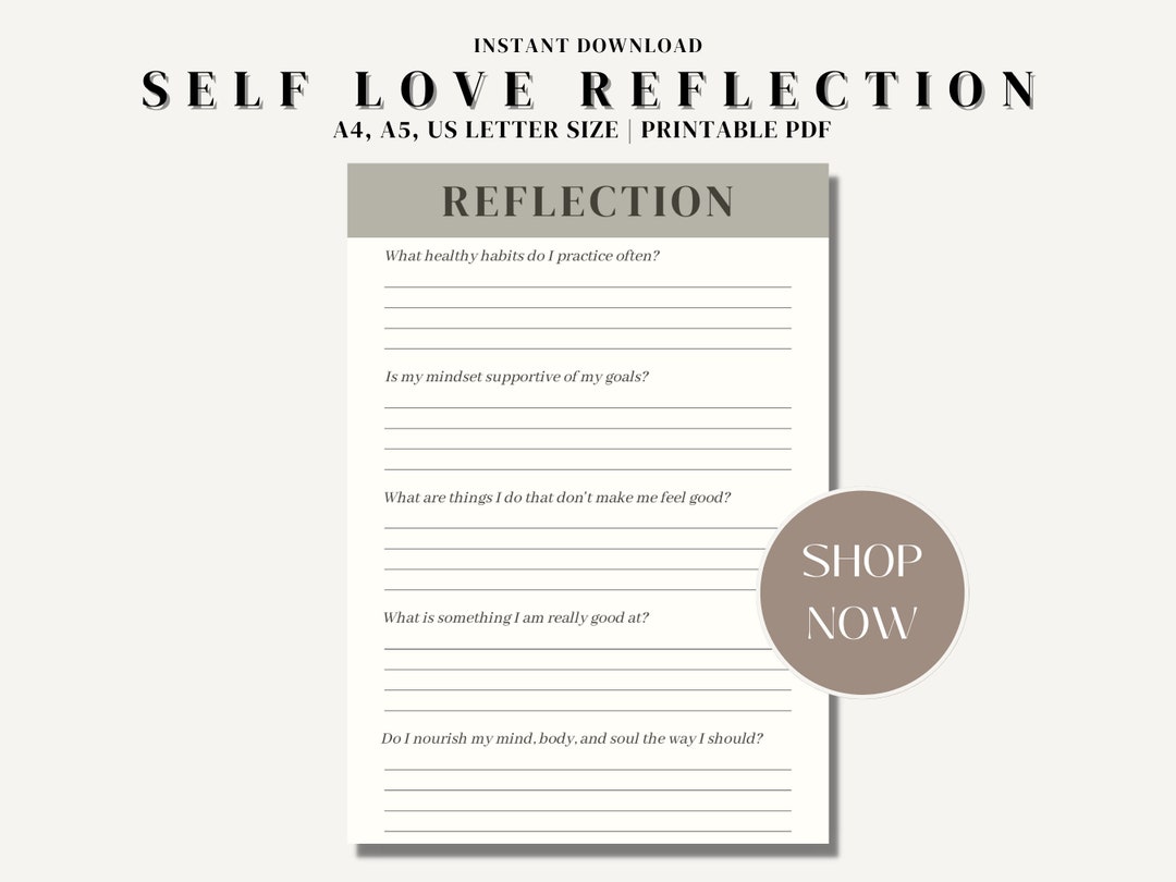 Self Love Reflection Template Prompt, Healthy Habits Eating Better, Be ...