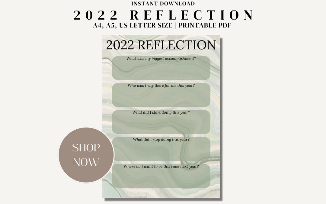 2022 Reflection Template, Instant Download Yearly Review, Goal Planner ...