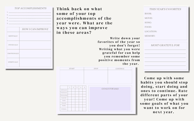 2022 Reflection Template, Instant Download Yearly Review, Goal Planner ...
