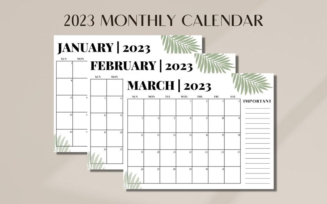 Simple Green Leaf Charming 2023 Calendar, Sage Monthly Desk Calendar ...