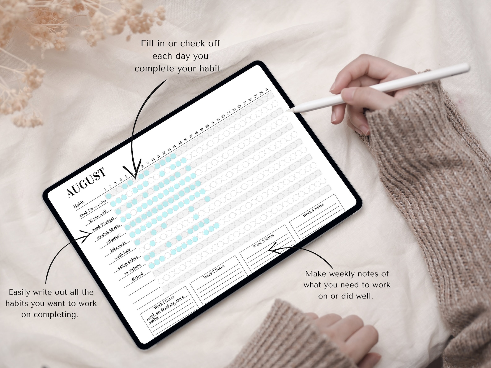 Monthly Habit Tracker Printable, Landscape Letter Instant Download ...