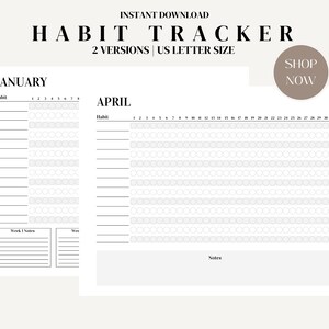 Monthly Habit Tracker Printable, Landscape Letter Instant Download ...