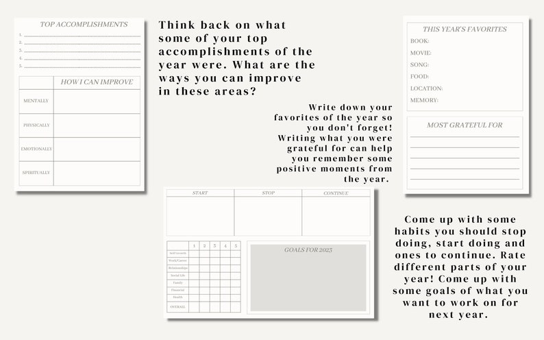 2022 Reflection Template, Instant Download Yearly Review, Goal Planner ...