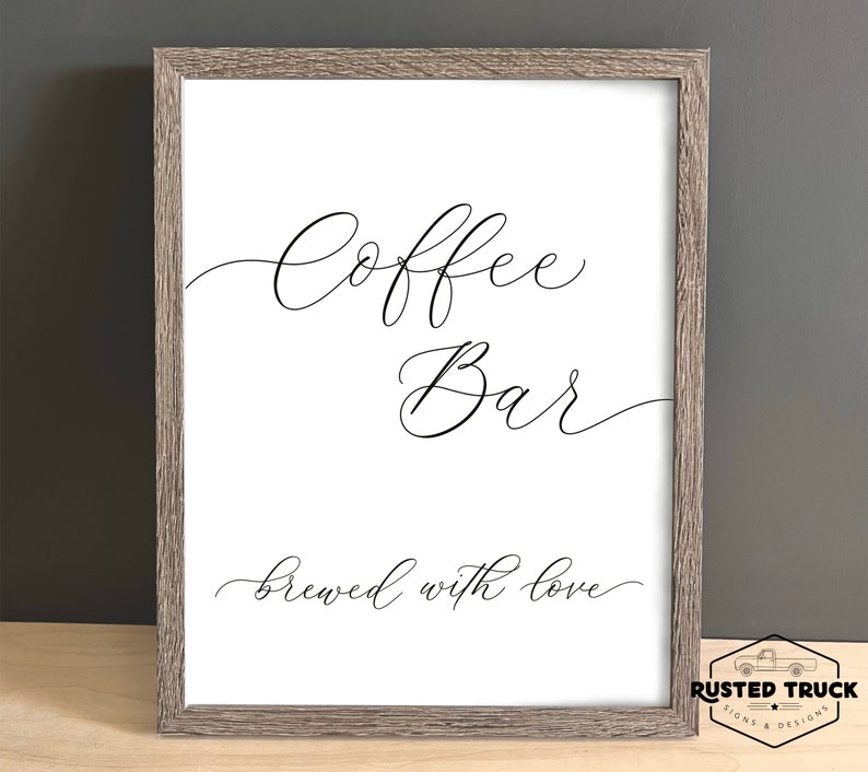 Coffee Bar Sign Printable Brewed With Love Coffee Bar - Etsy