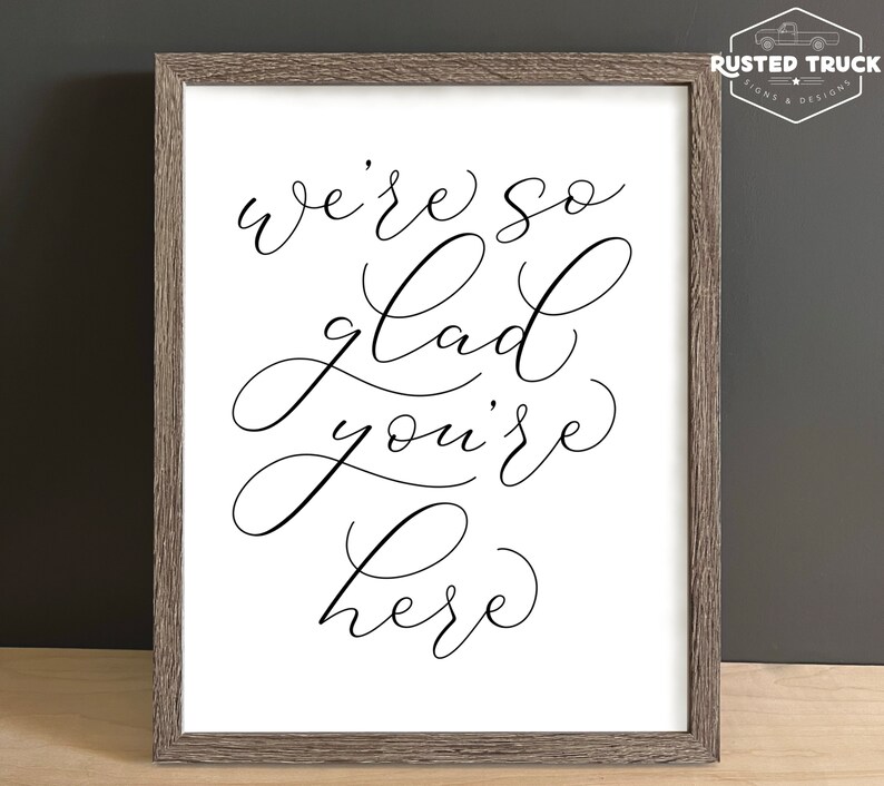 We’re so Glad You’re Here Sign, Welcome Wedding Signs, Wedding Quote ...