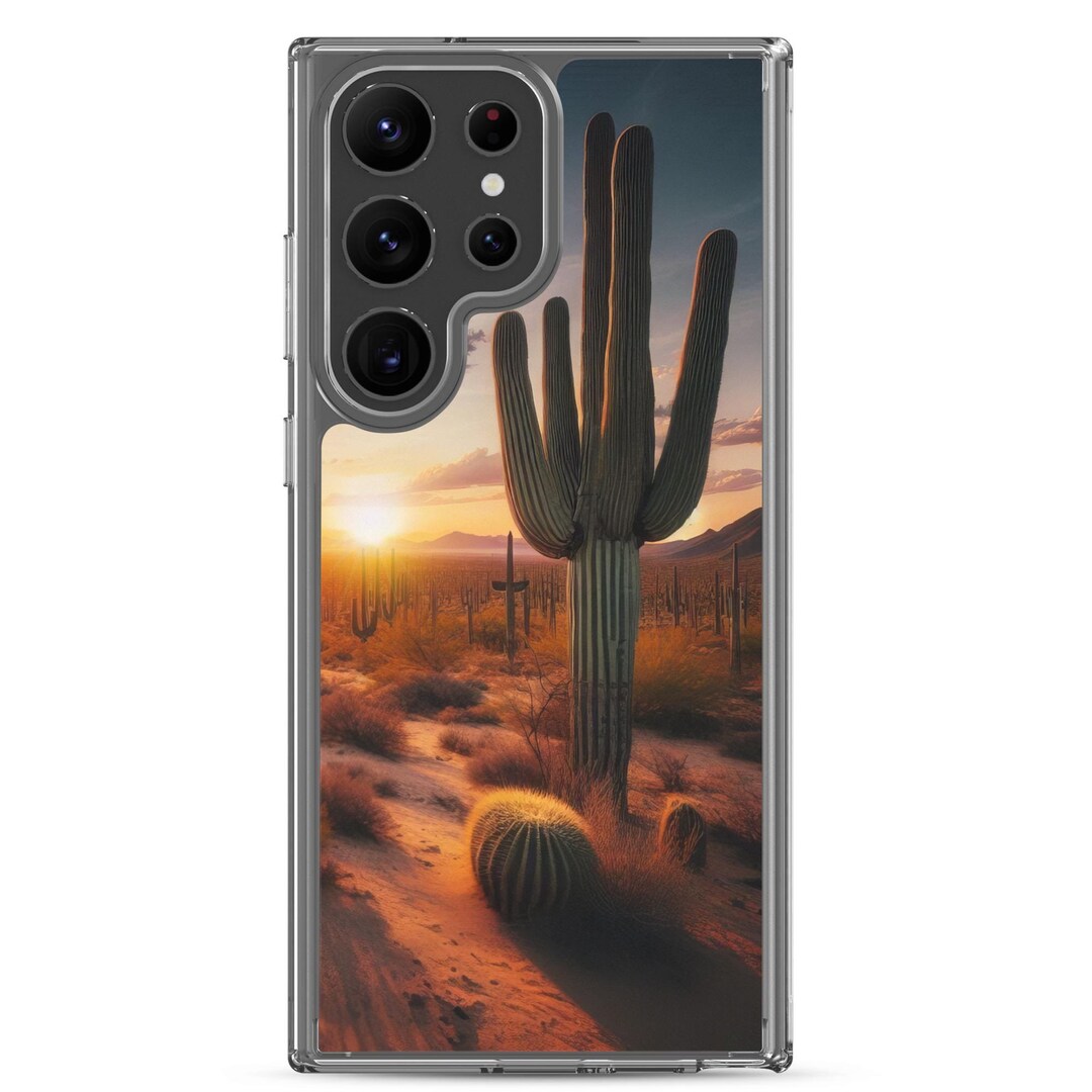Transparent Samsung Case With Desert Cactus Sunset Design ...