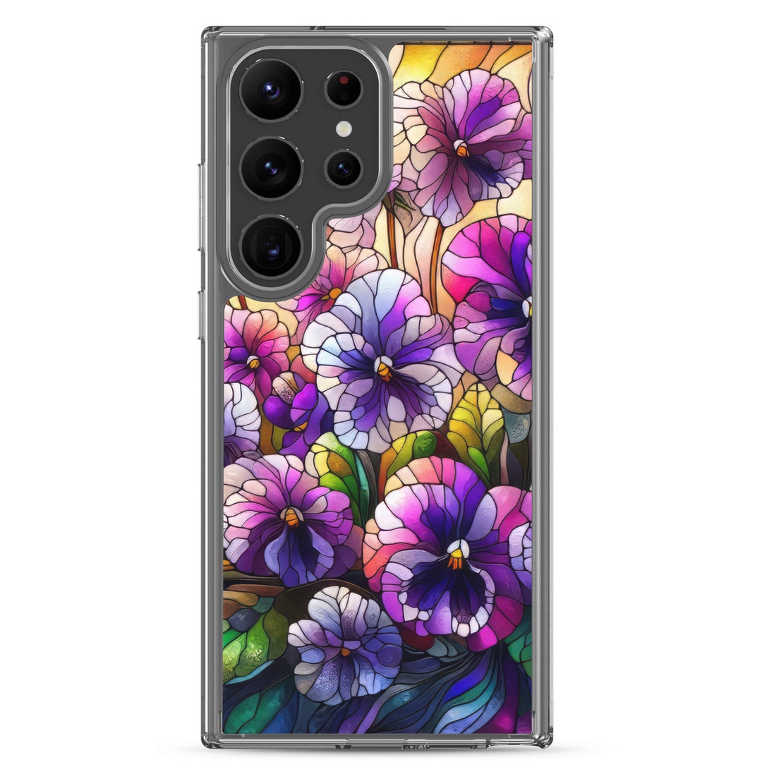 Purple African Violets Clear Phone Case for Samsung - Dramatic Floral ...