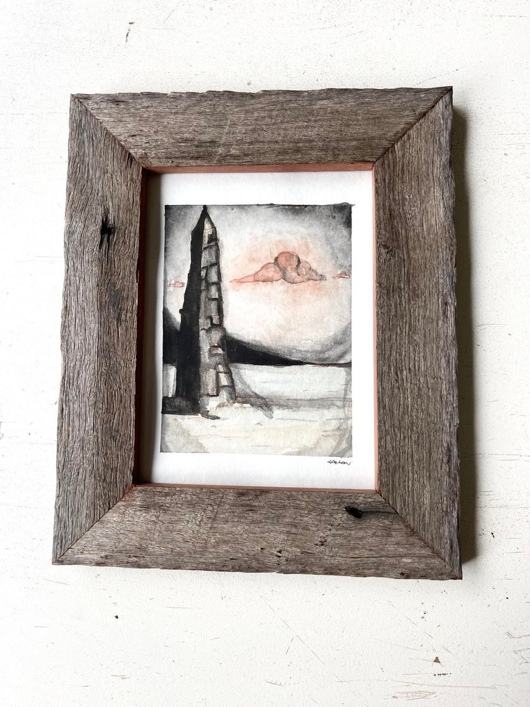 Watercolour Art Tower With Rustic Timber Frame - Etsy