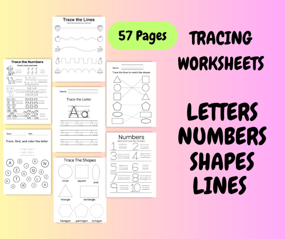 DIGITAL DOWNLOAD Printable Tracing Worksheets Homeschool - Etsy