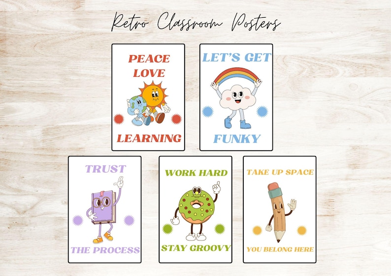Retro Classroom Posters | Set of 5 Digital Downloads | Groovy Classroom ...