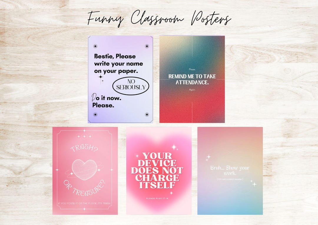 Funny Classroom Posters | Set of 5 Digital Downloads | Teacher Humor ...