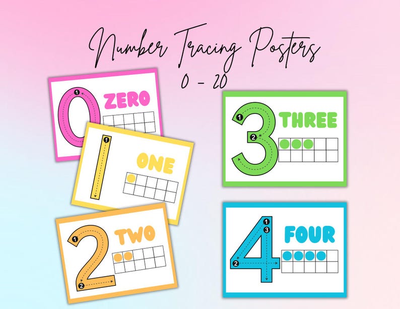 Number Tracing Printable Posters 1-20 | Rainbow Number Tracing ...