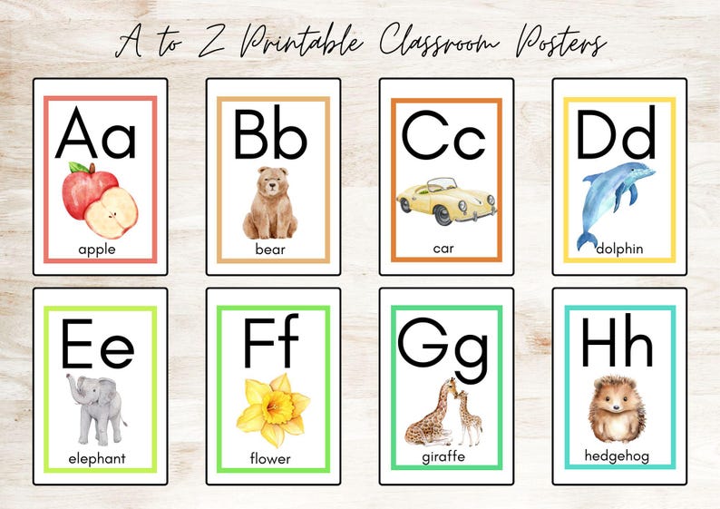 A to Z Animal Alphabet Printable Poster | Kids Educational Wall Art ...