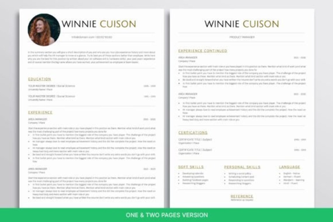 CV Resume Template | Digital Download | Modern CV | Modern Template ...
