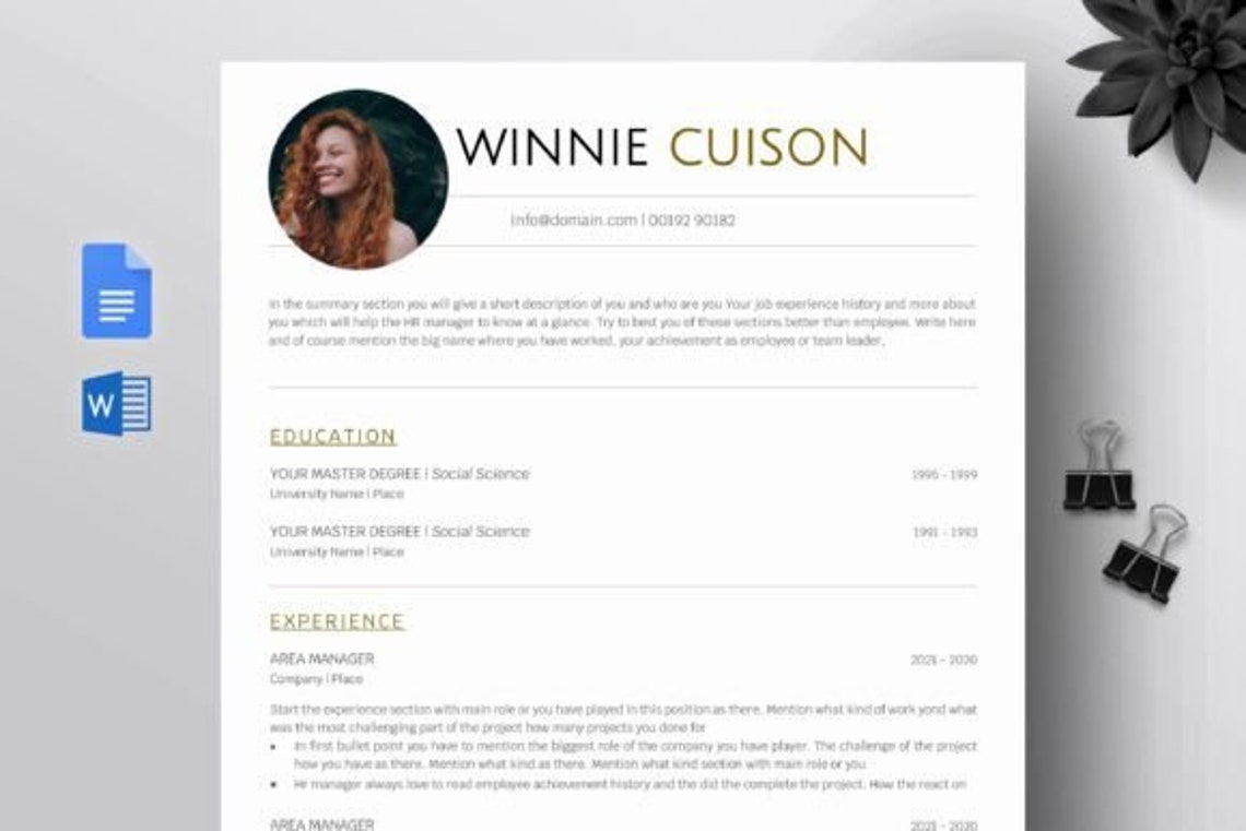 CV Resume Template | Digital Download | Modern CV | Modern Template ...
