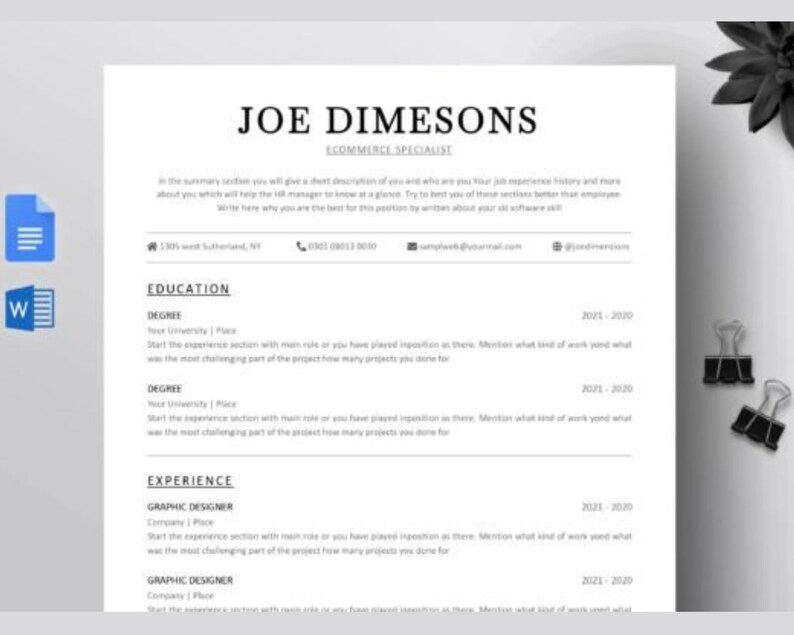 Resume Template | Digital Product | Digital Download | Modern CV ...