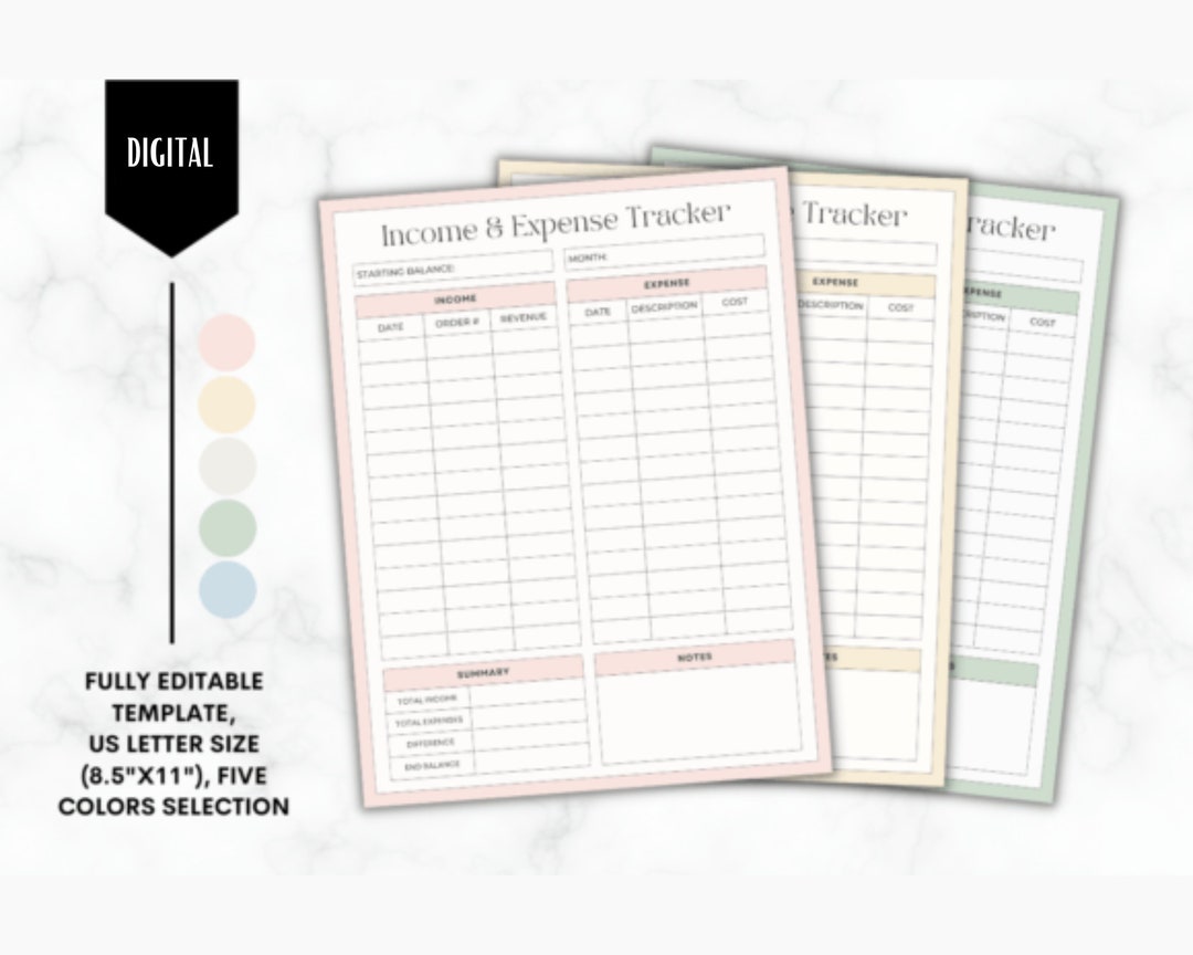 Income & Expense Tracker Template, Income Tracker, Expense Tracker ...
