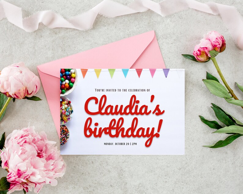 Simple Birthday Invitation Card Prints, Editable Birthday Card ...