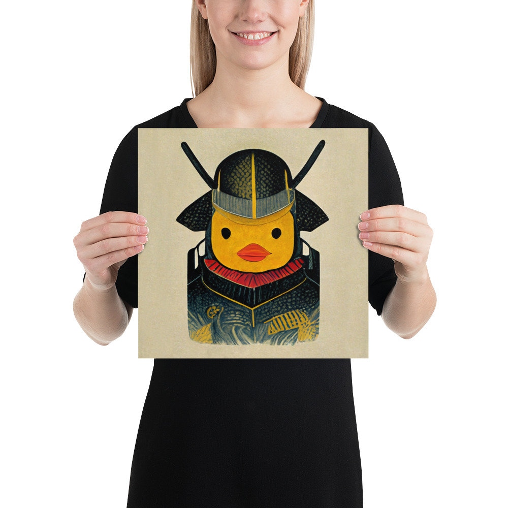 Yellow Rubber Ducky Samurai Unframed Wall Art, Ukiyo-e Style Rubber ...
