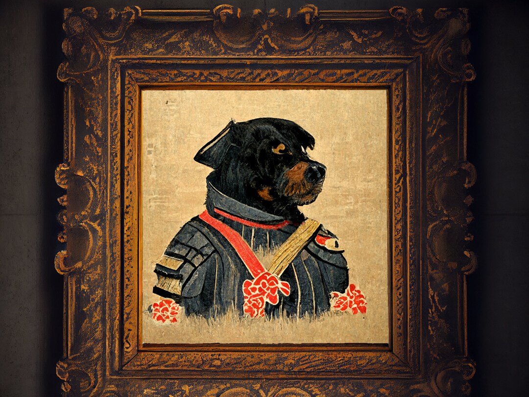 Rottweiler Samurai Unframed Wall Art, Ukiyo-e Style Rottweiler Gifts ...