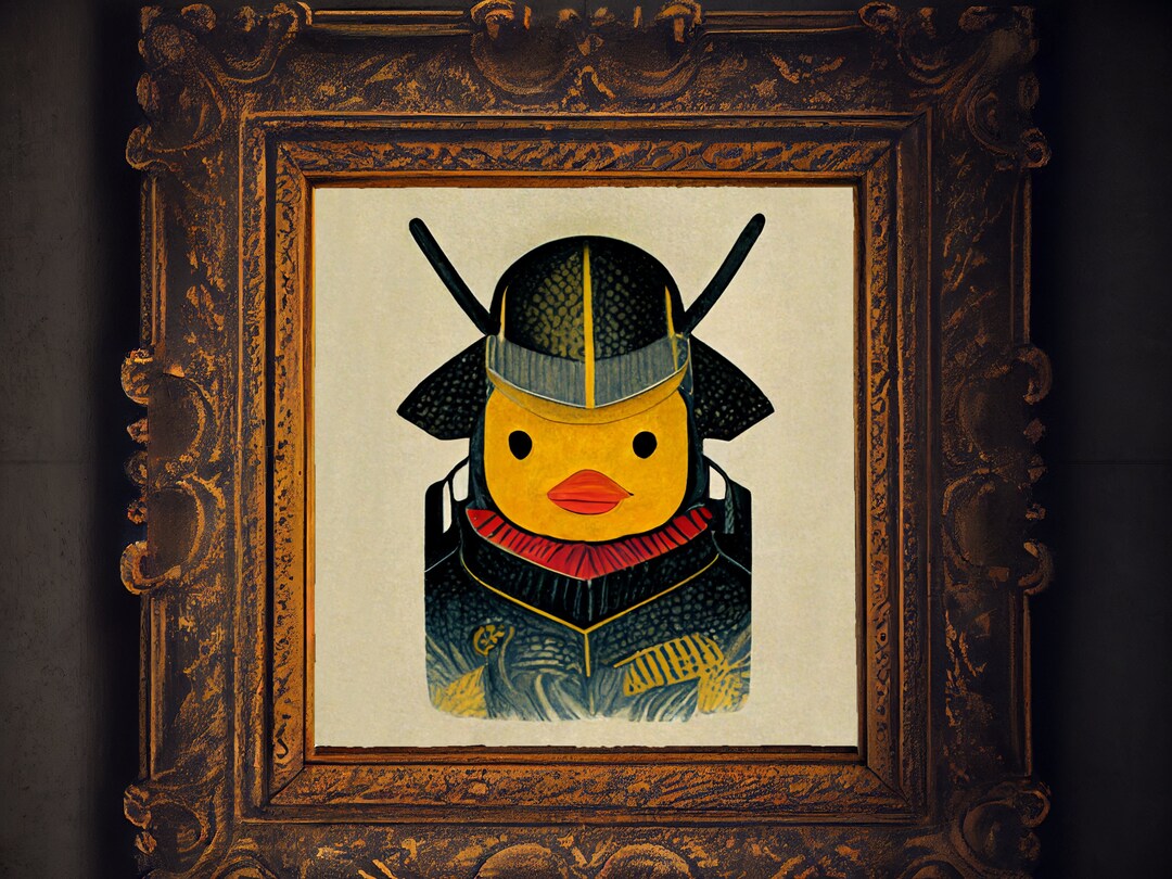 Yellow Rubber Ducky Samurai Unframed Wall Art, Ukiyo-e Style Rubber ...