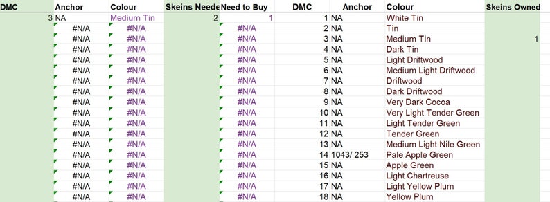 DMC to Anchor, Anchor to DMC Conversion, and Discontinued DMC ...