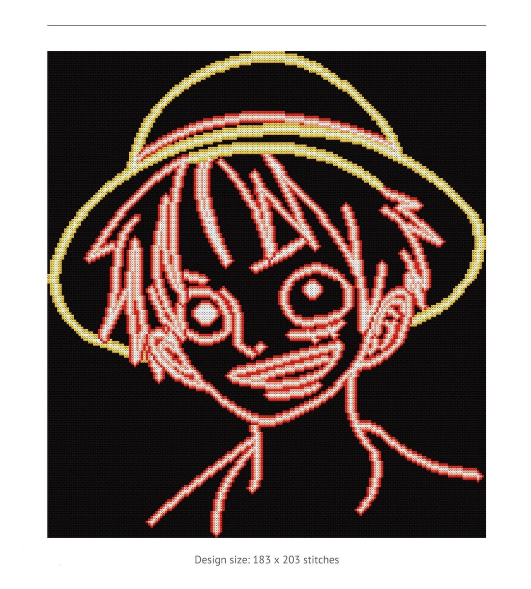 Neon Luffy Cross-stitch Pattern - Etsy