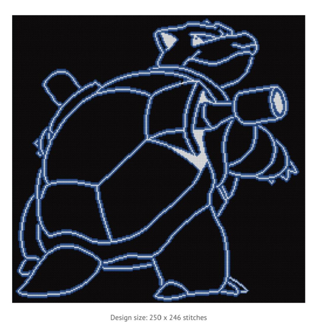 Neon Blastoise Cross Stitch Pattern - Etsy