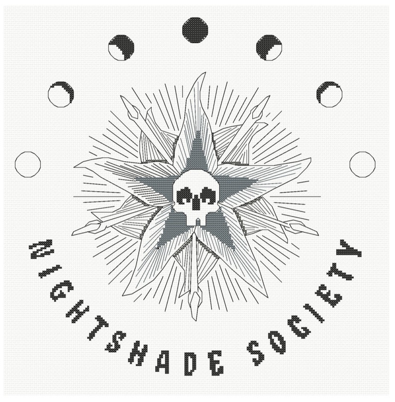 Nightshade Society Cross-stitch Pattern Wednesday Addams - Etsy