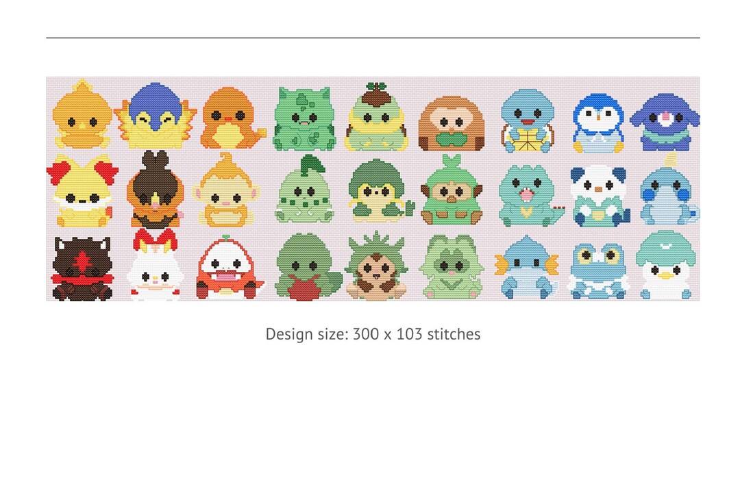 Chibi Starter Pokemon Cross-stitch Pattern - Etsy