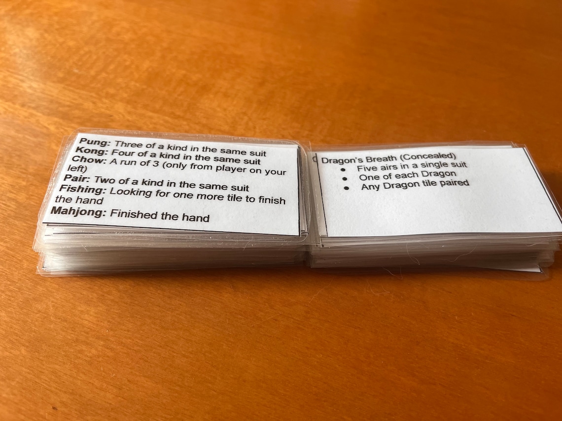 Learning to Play Mahjong Hand Cards Set 1 and 2 Printable PDF - Etsy